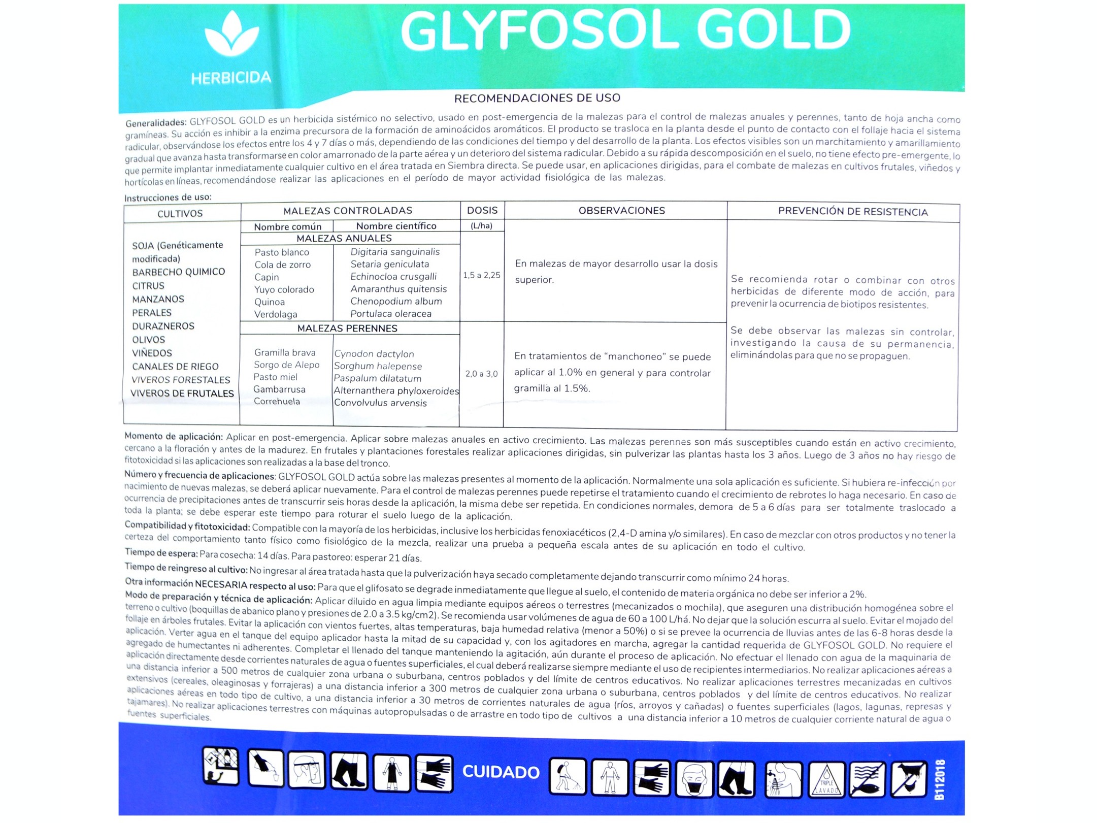 Glifosato x 20 lts (s.dim.)GLIFOSOL GOLD - Almacen Rural